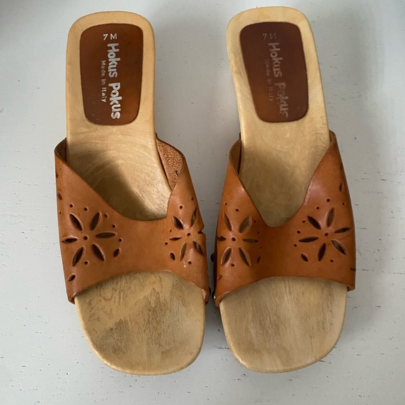 Vintage | Shoes | Vintage Hocuspocus Brown Leather Sandals Resin Sole ...